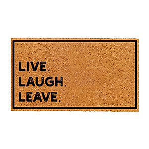 THEODORE MAGNUS Natural Coir Doormat with Non-Slip Backing - 17 x 30 - Outdoor/Indoor - Natural - Live Laugh Leave - COIR-1730-15-405