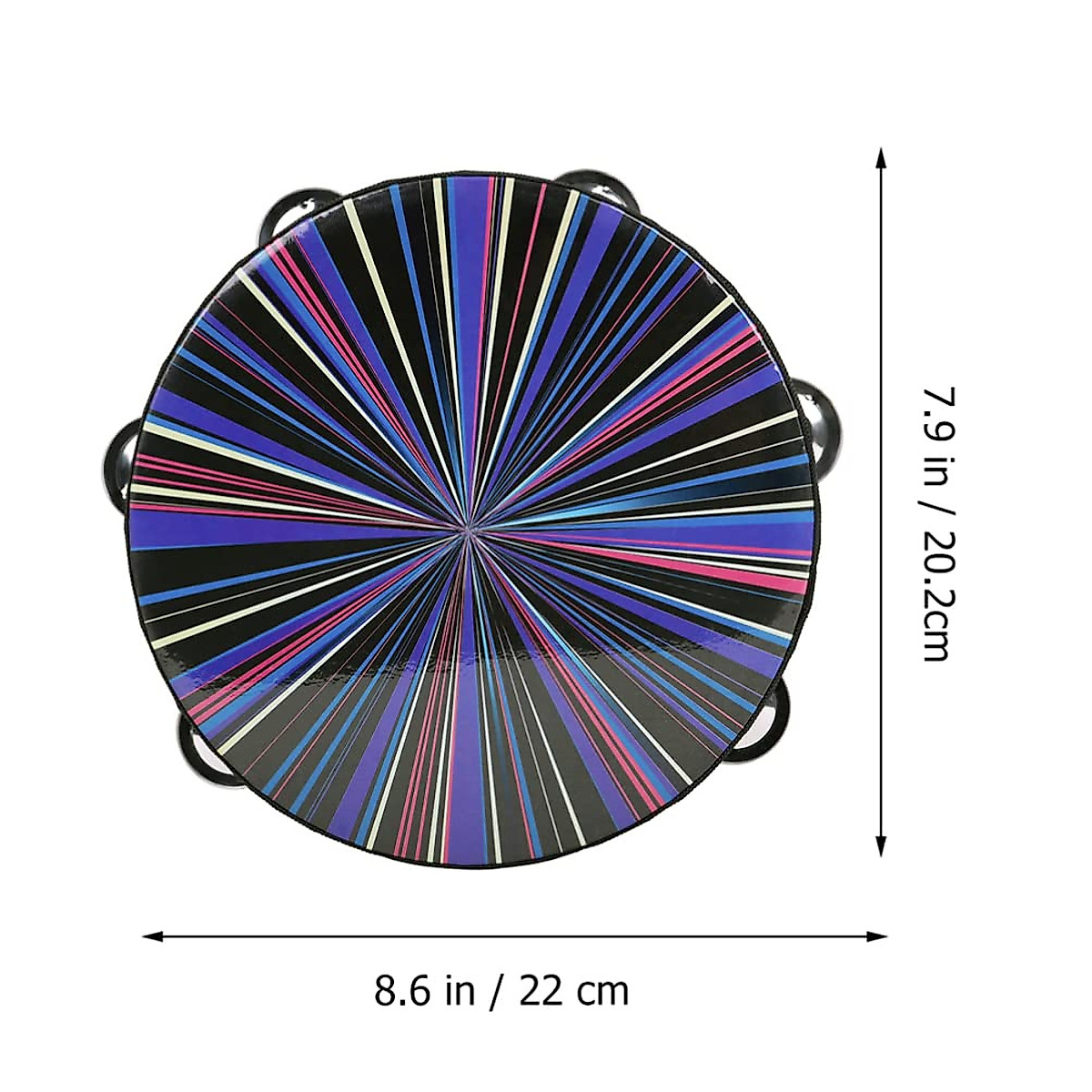 Radiant Tambourine Handheld Drum Bell: Double Row Tambourines 8 Inch Musical Instrument Reflective Hand Drum for Church KTV Party Silver