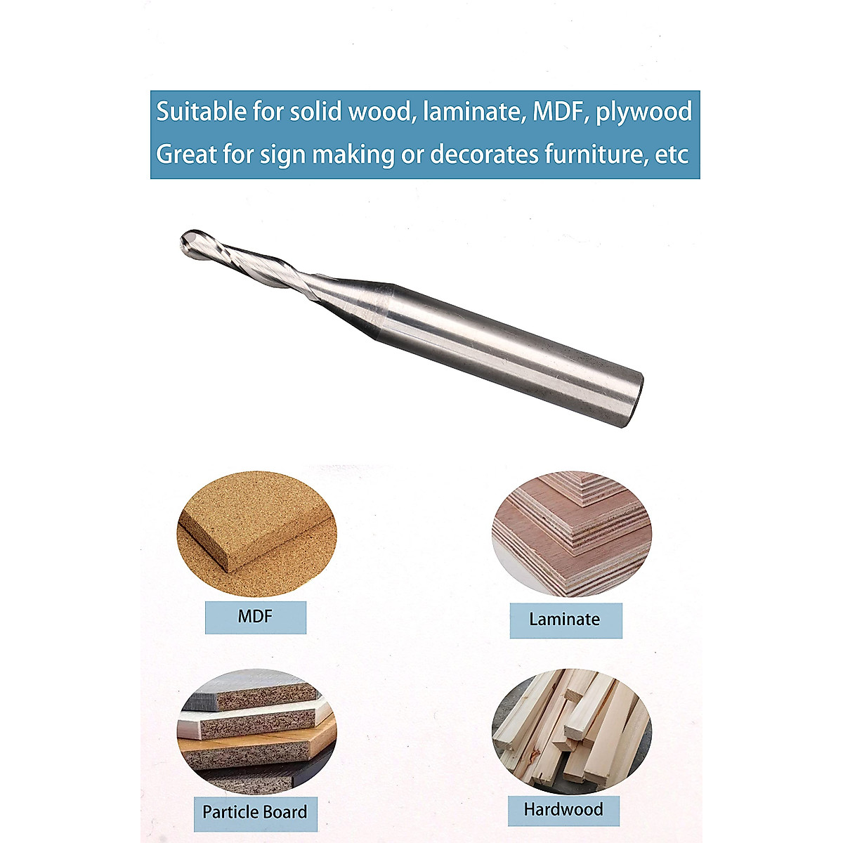 DashHound BRB218 Ball Nose Spiral Bit Solid Carbide CNC Router Bit Up Cut with 1/4 Shank, 1/8"CD X 1/2"CL X 1/4"SD X 2OL