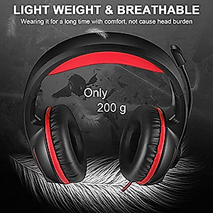 YINSAN Gaming Headset for Nintendo Switch, PS4 Headset with Mic Xbox One Gaming Headphone with Surround Stereo & LED Light, Compatible with PC/PS5/Xbox Series X/S (USB Extension Cable Contained), Red