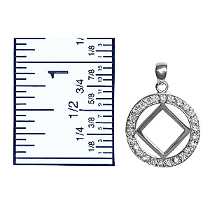 Narcotics Anonymous (NA) Symbol - Sterling Silver Pendant, NA Symbol in a Circle of 26 CZ's, Medium Size