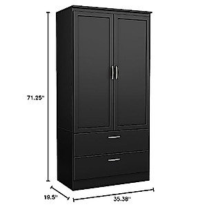 South Shore Acapella Wardrobe Armoire, Pure Black