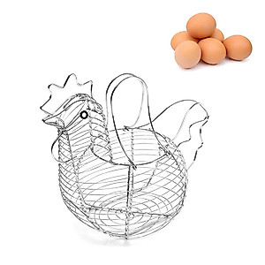 Roexboz Chicken-Shaped Egg Basket Metal Chicken Shaped Wire Egg Storage Basket Holder Rack - Store 24 Eggs for Home Kicthen
