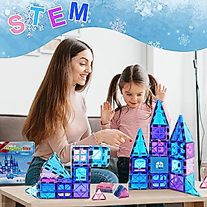 NVHH Magnetic Tiles Kids Toys for 3 4 5 6 7 8+ Year Old Boys Girls 3D Castle Princess Magnetic Building Blocks Educational Toddler Girls Toys Age 2-4 5 6-8 Year Old Girl Boy Birthday 47pcs