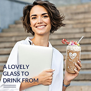 JVJRFQ Drinking Glass Cups Set，24oz Iced Coffee Cup with Lids and Straws Wide Mouth Reusable Boba Cup Travel Tumbler for Smoothie,Large Pearl,Juice [4 Pack ]