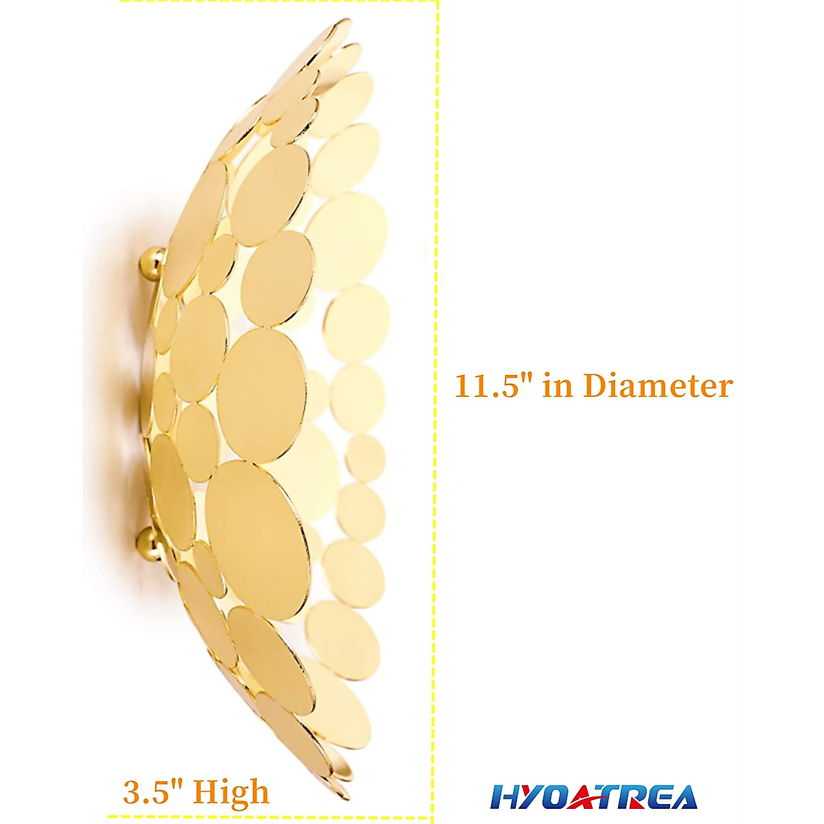 HYOATREA Metal Fruit Basket Bowl for Kitchen Countertop Modern Home Decor Large Round Fruit Storage Stand (Gold)