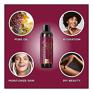 Pure Grapeseed Oil for Skin and Hair - Grapeseed Carrier Oil for Essential Oils Mixing and Grapeseed Extract Liquid for DIY Skin Care - Pure Grape Seed Oil for Nail Care Hair Oils and Facial Oil