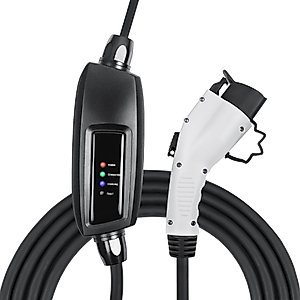 Lectron Electric Vehicle Charger 16 Amp - Level 1 EV Charger (110V) with 21ft Extension Cord & Nema 5-15 Plug Compatible with All J1772 EVs