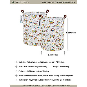 ONOEV 2 Pack Round Fabric Storage Bin,Decorative Basket,Organizer Basket with Handles,for Clothes Storage,books and sundries (2 Pack rainbow)