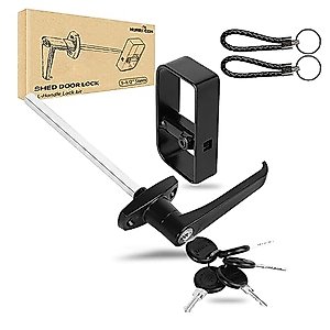 Hurrikom 5-1/2" L-Handle Lock kit, Shed Door Latch with 5 Keys, 5-1/2" Stem Shed L-Handle Lock Kit for Sheds Doors, Playhouses, Chicken Coops,Camper, RV, Garage Door(Black).