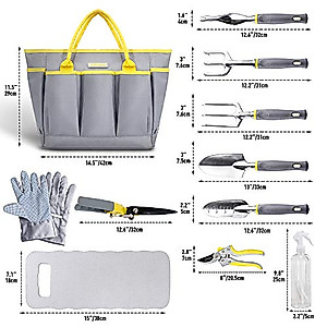 Byhagern 11 PCS Garden Tool Set, Gardening Tool Set with Non-Slip Rubber Grip, Professional Heavy Duty Aluminum Alloy Gardening Tools for Women, Ideal Gardening Tools Kit Gift for Women