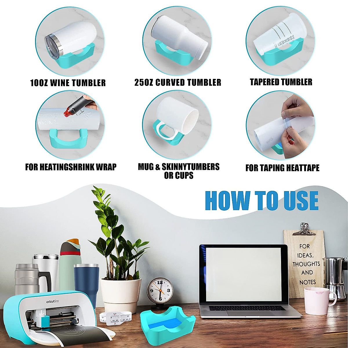 Cup Cradle for Crafting Supplies with Felt Edge Squeegee and Tape Measure Silicone Cup Cradle Built-in Slot for Applying Vinyl Decals Anti-Skidding Supports Tumbler Cradle for Epoxy