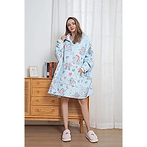 Wearable Blanket Hoodie, Oversized Sherpa Hooded Blanket Sweatshirt Extremely Cozy, Warm, Soft and Fuzzy Hoodie Blanket (Elephant)