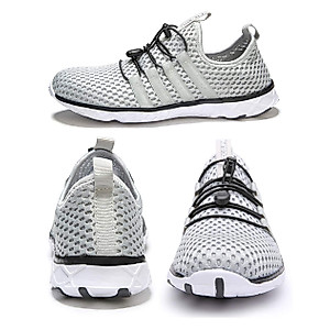 DLGJPA Women's Lightweight Quick Drying Water Shoes for Beach or Water Sports Slip On Walking Shoes LightGrey 7.5