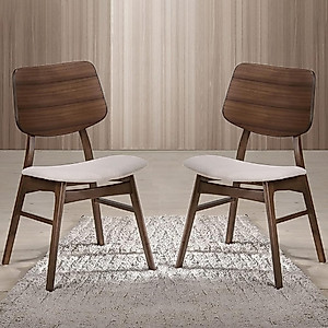 New Classic Furniture Mid-Century Modern Oscar Oval Back Dining Chair, Set of Two, Walnut Brown