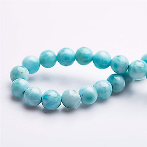 Wholesale 7mm Natural Blue Larimar Gemstone Crystal Round Bead Stretch Bracelet AAAAA