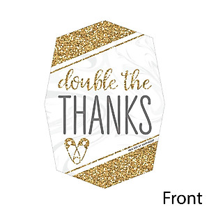 Big Dot of Happiness It's Twins - Gold Baby Shower Thank You Note Cards with Envelopes - Set of 12