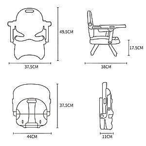 Bebamour Baby Booster Seat Grow with Pocket Snack Booster Seat for Dining Table with Removable Tray(Grey)