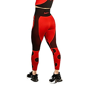 Miraculous Ladybug Womens Leggings Active Cosplay - Seamless for Gym Workout, Exercise, Yoga, Running by MAXXIM Red/Black X-Large