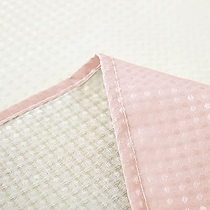 15 Piece Bathroom Shower Curtain set with Memory Foam Bath rugs. 2 Solid Rose Pink Beige Color Modern Design None-Slip Bath Mats Includes12 Roller Ball Hooks Style Carrie (Lite Rose Pink)