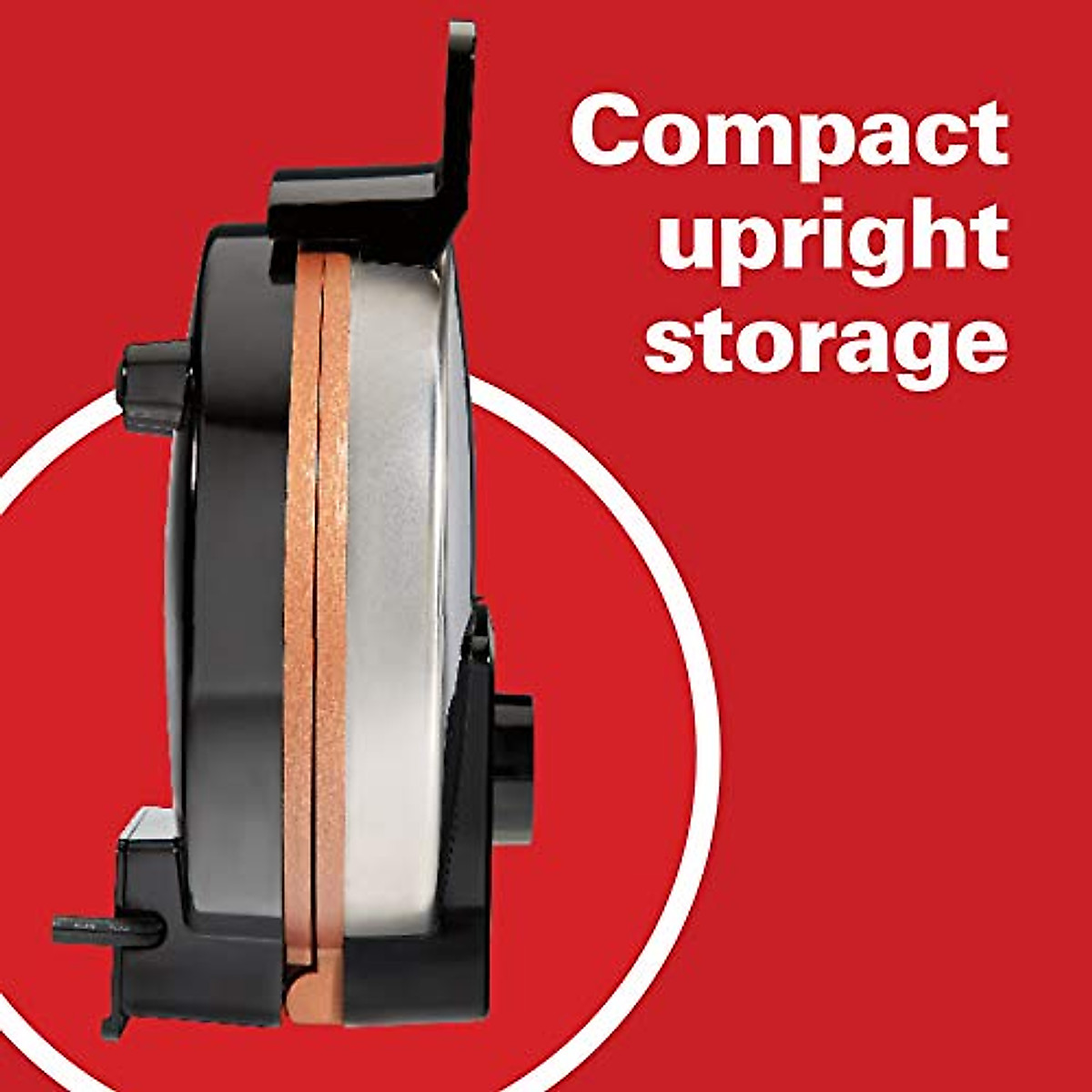 Hamilton Beach Belgian Waffle Maker with Non-Stick Copper Ceramic Plates, Browning Control, Indicator Lights, Stainless Steel (26081)