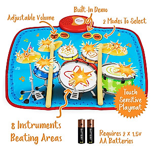 Bambiya Kids Electric Drum Set - Touch-Sensitive Baby Musical Toy Drum Pad for Kids with 8 Drumming Areas, 2 Play Modes & Adjustable Volume - Toddlers Infants Baby Toys for 3 Year Old Boys Girls