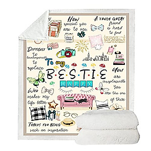 Best Friend Birthday Gifts for Women, Friendship Gifts for Women Friends, Best Friend, Best Friend Blanket 50 x 60, Soft Sherpa Throw Blanket Gifts for Women Sister Girls BFF