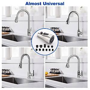 Pull Down Kitchen Faucet Sprayer Head Replacement Part, 3 Function Pull Out Sink Sprayer Replacement Nozzle, Kitchen Faucet Head Hose Spray Tap Spout, Brushed Nickel