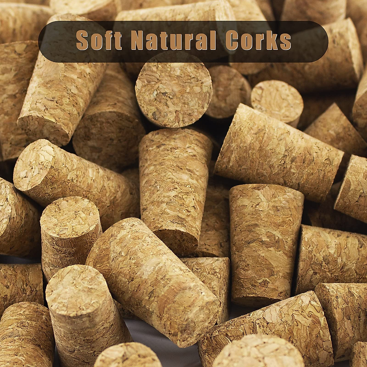 60 Pack Natural Soft Wood Corks, Tapered Cork Wooden Beer Bottle Stopper for Wine Making Craft, Leakproof