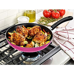 T-fal C72905 Excite Nonstick Thermo-Spot Dishwasher Safe Oven Safe PFOA Free Cookware, 10.25-Inch, Pink