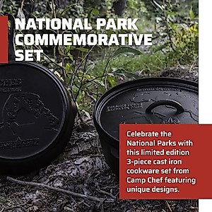 Camp Chef National Parks Cast Iron Set - Cast Iron Cookware - Includes Dutch Oven, Skillet & Lid - Cast Iron Skillet Set for Indoor & Outdoor Cooking
