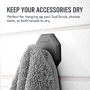 Sud Scrub® Antimicrobial Shower Hook, Self Adhesive Hooks for Shower Wall, Heavy Duty Removable Wall Hooks, Stick On Hooks for Hanging, Bathroom Towel Hook (Charcoal)