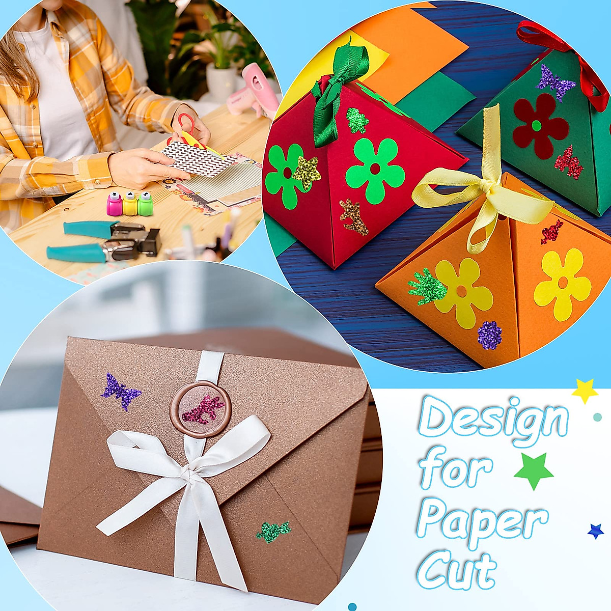 Set of 48 Kid Craft Bundle Includes 24 Hole Punch Shapes and 24 Decorative Scissors Paper Punches for Crafting Kid Safe Scissors for DIY Scrapbooking Photo Album Fun Art Projects