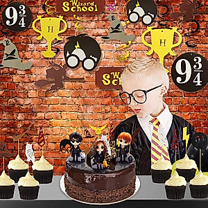 Cake Toppers Figures Bleasky 3 Pcs Magical Wizard Exquisite Action Birthday Cake Topper Action Figure Cake Decoration Desktop Decoration