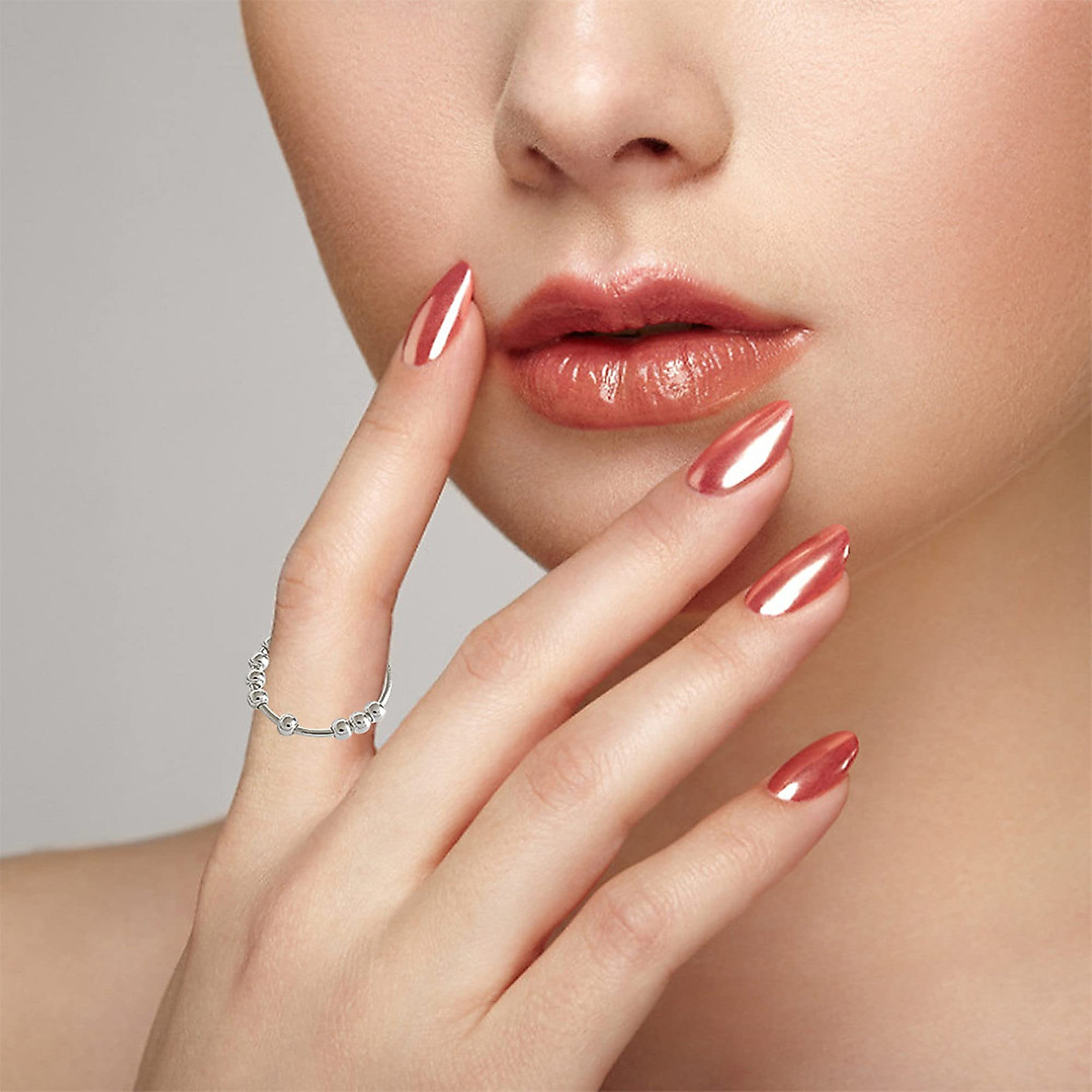 925 Sterling Silver Rings Anxiety Fidget Rings For Women Anti Anxiety Ring, Spinner Rings With Anti Worry Beads Stress Relief Thumb Ring For Men Women (6)