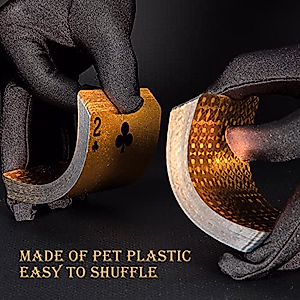 2 Decks Playing Card Waterproof Poker Cards Plastic PET Poker Card Novelty Poker Game Tools for Family Game Party (Black and Gold)