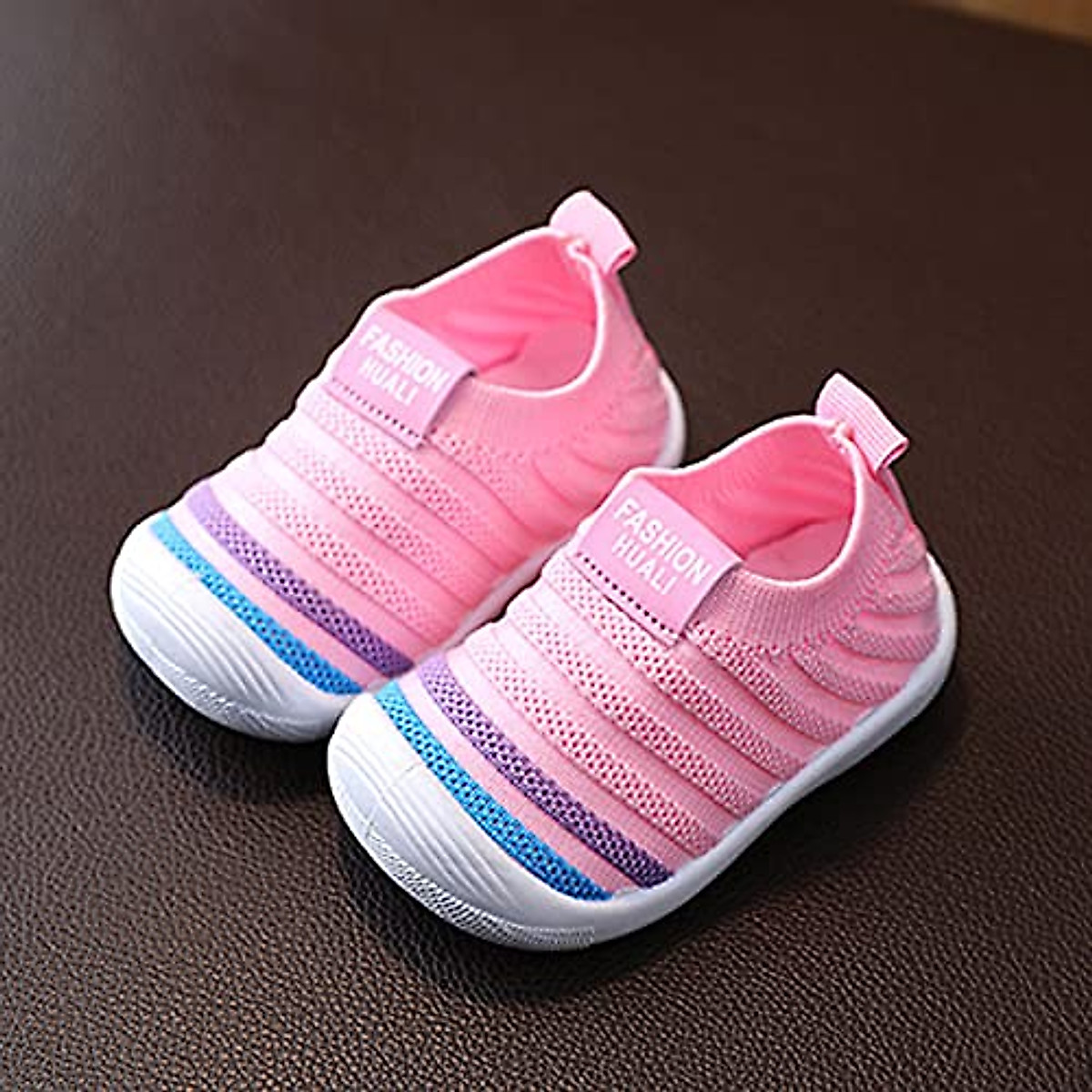 Lykmera Children Cute Knitted Walking Shoes Kids Boys Girls Non Slip Lightweight Toddler Walking Running School Shoes (Pink, 6-9Months)