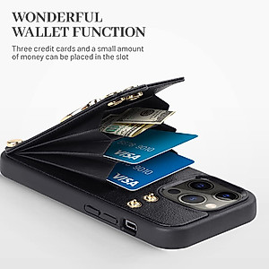 LAMEEKU for iPhone 12 Pro Max Wallet Case, Case with Card Holder Leather Cover 360°Rotation Ring Kickstand Protective Bumper Designed for Women Men for iPhone 12 Pro Max 6.7'' Black