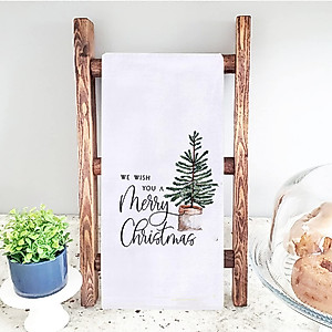Merry Christmas Wonderful Time of The Year Kitchen Dish Towels, 18 x 28 Inch Winter Xmas Farmhouse Holiday Tea Towels for Cooking Baking Set of 2
