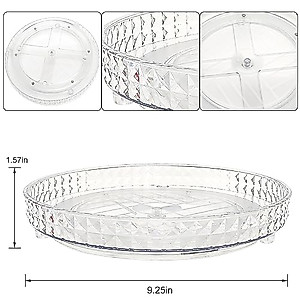 Lazy Susan Organizer with Handle, 11 Inch Lazy Susan Turntable for Bathroom Dresser, Round Spinning Organizer for Makeup Perfume Spices Counter (9" Clear White)
