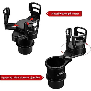 Cup Holder Expander for Car with Car Coasters 4 pcs,THIS HILL 2 in 1 Multifunctional Car Cup Holder Extender Adapter with Adjustable Base for Snack Bottles Cups Drinks,Non-Slip