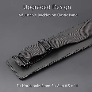 Adjustable Elastic Band Pen Holder, Pencil Holder, Pen Sleeve Pouch for Hardcover Journals, Notebooks, Planners, Fits Notebooks from 8" to 11” in Height, Hold 2 or 3 Pens, PU Leather, Detachable.