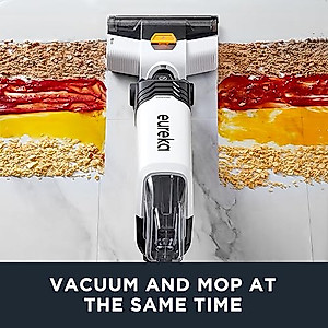EUREKA All in One Wet Dry Vacuum Cleaner and Mop for Multi-Surface, Corded Lightweight Self-Cleaning System, for Hard Floors and Area Rugs, 2-in-1, Black and White