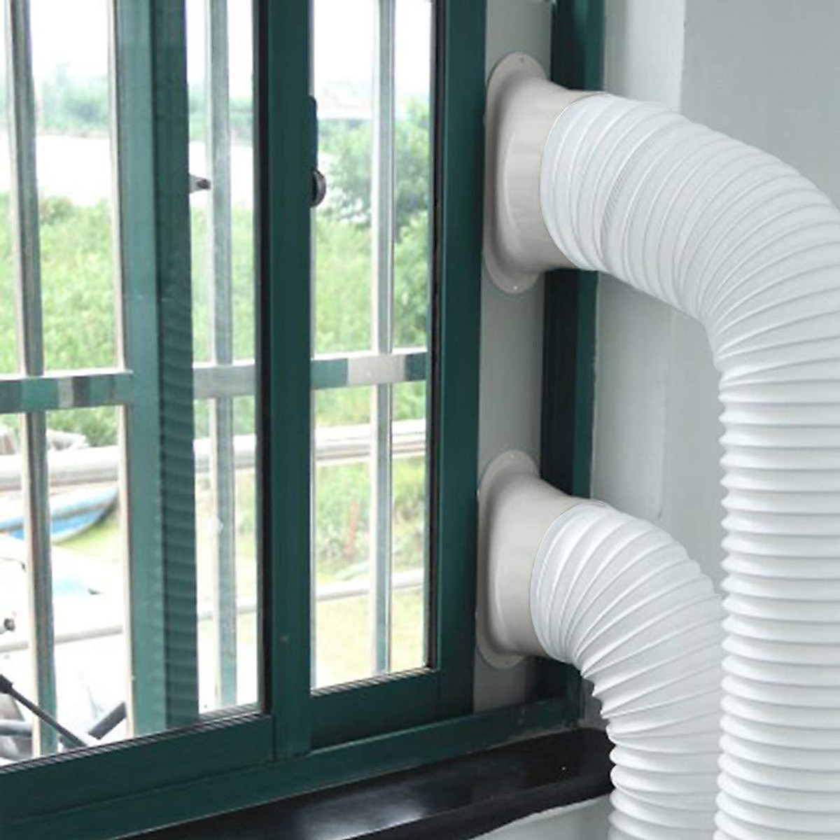 FOLOU 5.9 inch Air Conditioner Portable Exhaust Hose Window Adapter, AC Tube Connector for Vent Seal Kit Plate, Portable Air Conditioning Flat Body Duct Interface Pipe Accessories 15*1.5*7.5cm