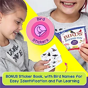 Binoculars for Kids, Girls or Boys Real Kids Binoculars in Vibrant Green Blue - includes Sticker Book with 40 Bird Species - Kids Toys Small Binoculars, Toddler Binoculars