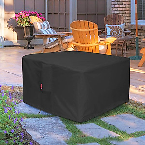 Gas Fire Pit Cover Square - Premium Patio Outdoor Cover Heavy Duty Fabric with PVC Coating,100% Waterproof,Fits for 33 inch,34 inch,35 inch,36 inch Fire Pit / Table Cover (36”L x 36”W x 24”,Black)