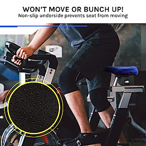 Domain Cycling Bike Seat Cushion - Ultimate Comfort, Fits Peloton Seat Cushion and Most Exercise and Spin Bikes, Padded Gel Bike Seat Cover to Make Peloton Bicycle Seat Comfortable, 10.5”x7” (Purple)