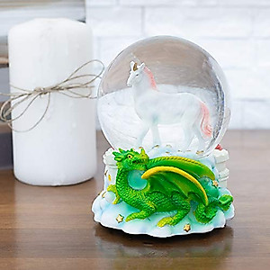 Majestic Unicorn and Dragon 100MM Musical Snow Globe Plays Tune You are My Sunshine
