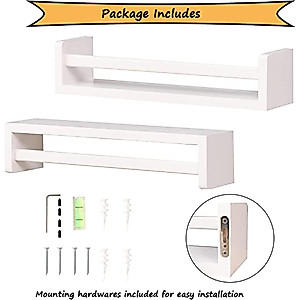Nursery Floating Shelf, Wall Mounted Nursery Book Shelves,Set of 2 Rustic U Shaped Book Shelf Organizer for Farmhouse Decor,Corner Display Hanging Spice Rack for Bathroom Kitchen.