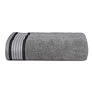 CASA COPENHAGEN Designed in Denmark 550 GSM 2 Large Bath Towels 2 Large Hand Towels 2 Washcloths, Super Soft Egyptian Cotton 6 Towels Set for Bathroom, Kitchen & Shower - Granite Grey & Mirage Grey